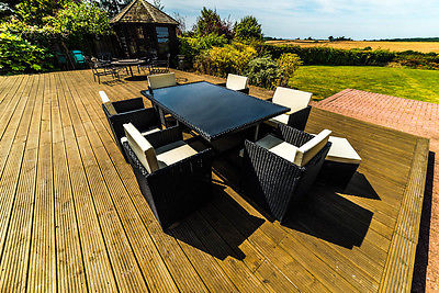 Cube rattan table & Chairs, Black Cubed Rattan Garden Furniture Set, UK