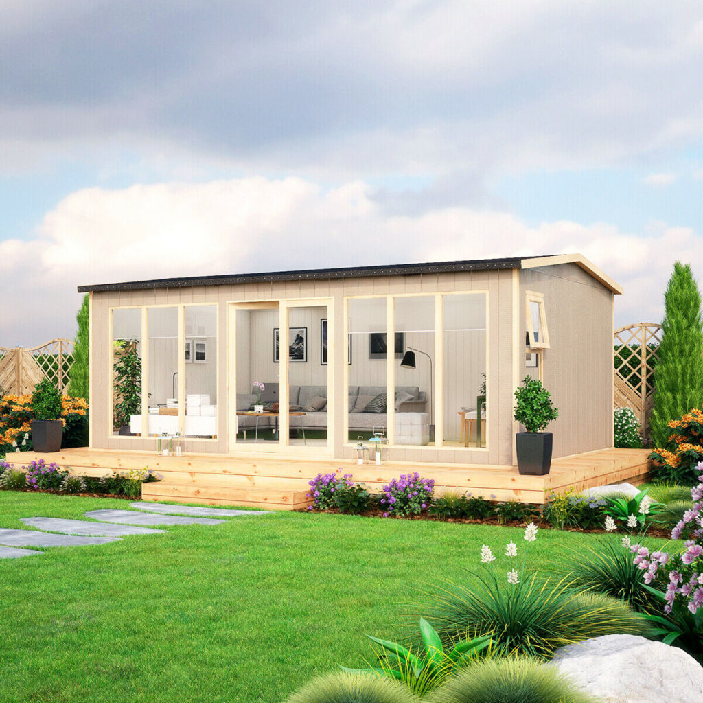 20x12 Insulated Apex Windowed Evolution Garden Room Man-cave Log Cabin ...